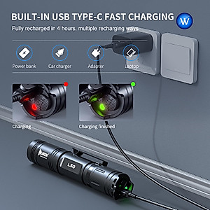 WUBEN L50 Rechargeable Flashlight, 1200 High Lumens Tactical Super Bright LED Flashlight, 5 Modes & IP68 Waterproof Pocket EDC Flash Light for Emergency, Rescue, Inspection, Repair