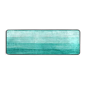 Teal Turquoise Green Wood Kitchen Rugs Non-Slip Soft Doormats Bath Carpet Floor Runner Area Rugs for Home Dining Living Room Bedroom 72" X 24"