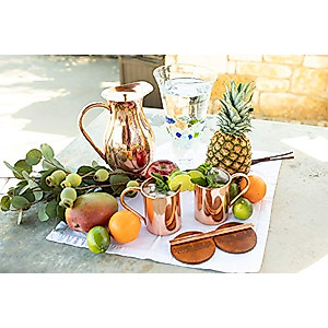 Copper Mules Moscow Mule PURE Copper Mug Handcrafted of 100% Pure THICK Copper - Straight Smooth Finish - RAW Copper Interior - Authentic and Strong Riveted Handle - Holds 16 ounces