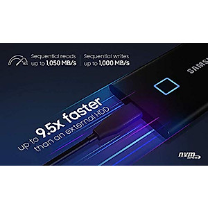 SAMSUNG SSD T7 Portable External Solid State Drive 1TB, Up to USB 3.2 Gen2 , Reliable Storage for Gaming, Students, Professionals, (MU-PC1T0T/AM), Black