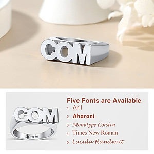 Customized Letter Ring for Women Custom Block Initial Rings