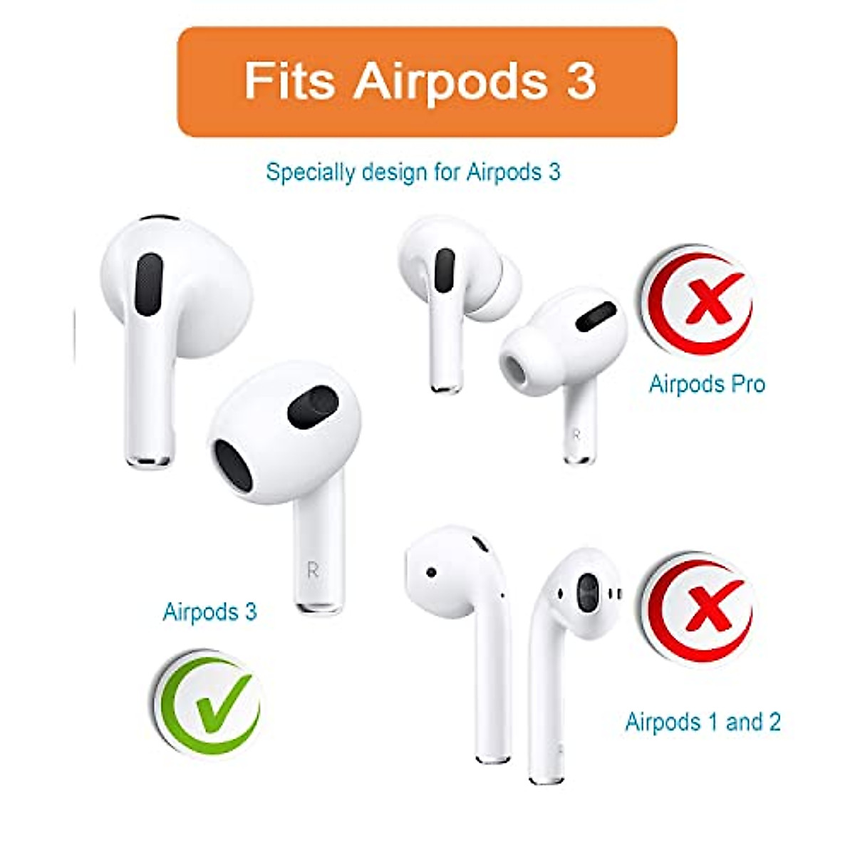 Ear Hooks Ear Covers Compatible with AirPods 3, SUOFEIK Anti-Drop Ear Covers AirPods 3 Accessories for Running, Cycling and Other Indoor-Outdoor Activities (3W+1B)