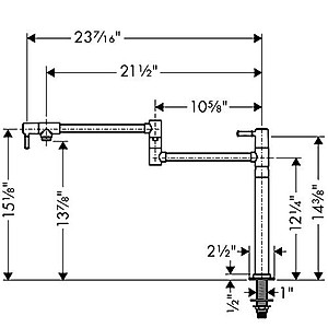hansgrohe 04219000 Talis C 16-inch Tall 2-Handle Pot Filler with 360-Degree Swivel in Chrome