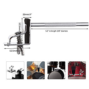 Jiayouy Cowbell Clamp Bass Drum Hoop Mount Cowbell Holder Percussion Accessory with 5" Steel Arm Up or Down Adjustment