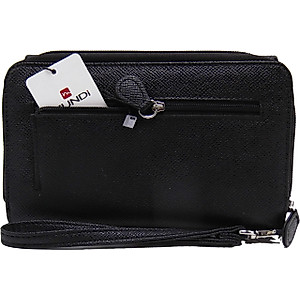 MUNDI Women's Faux Leather MY BIG FAT WALLET Flap RFID Clutch Ladies id694x (Black)