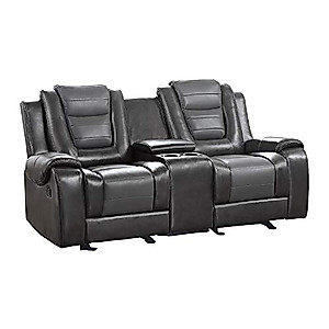 Lexicon Hawthorne Manual Double Glider Reclining Loveseat, Two-Tone Gray