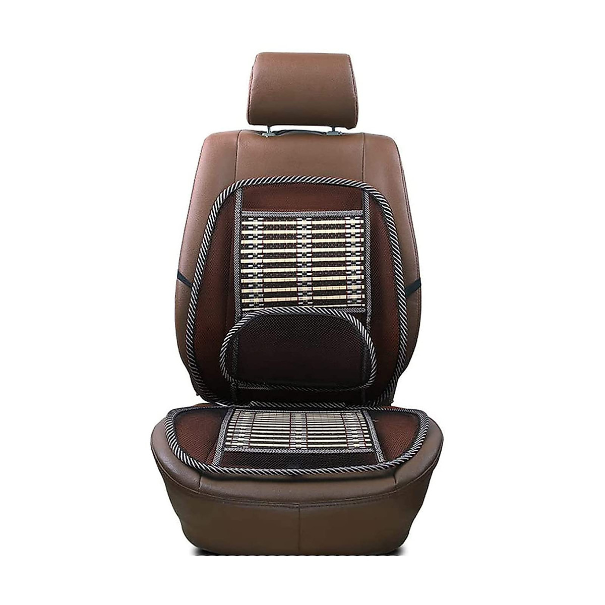 HACORO Ergonomic Bamboo Car Seat Pad, Mesh Lumbar Support Chair Back Support with Elastic Strap Back Rest for Office Chair/Car Seat/Back Pain Relief