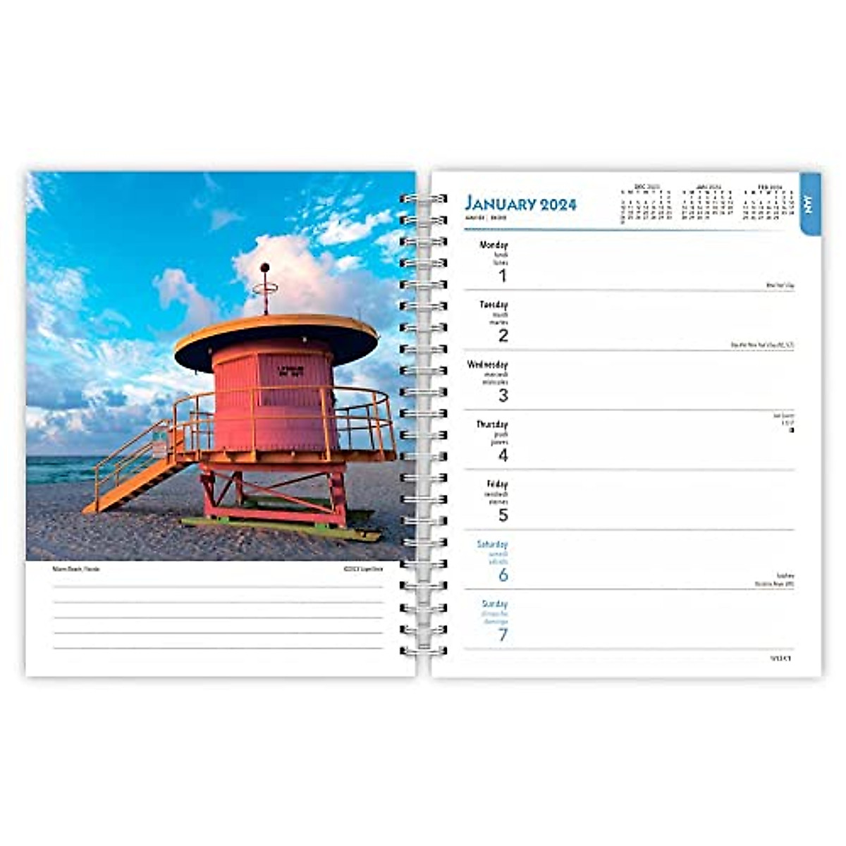 Beaches | 2024 6 x 7.75 Inch Spiral-Bound Wire-O Weekly Engagement Planner Calendar | New Full-Color Image Every Week | BrownTrout | Travel Nature Tropical