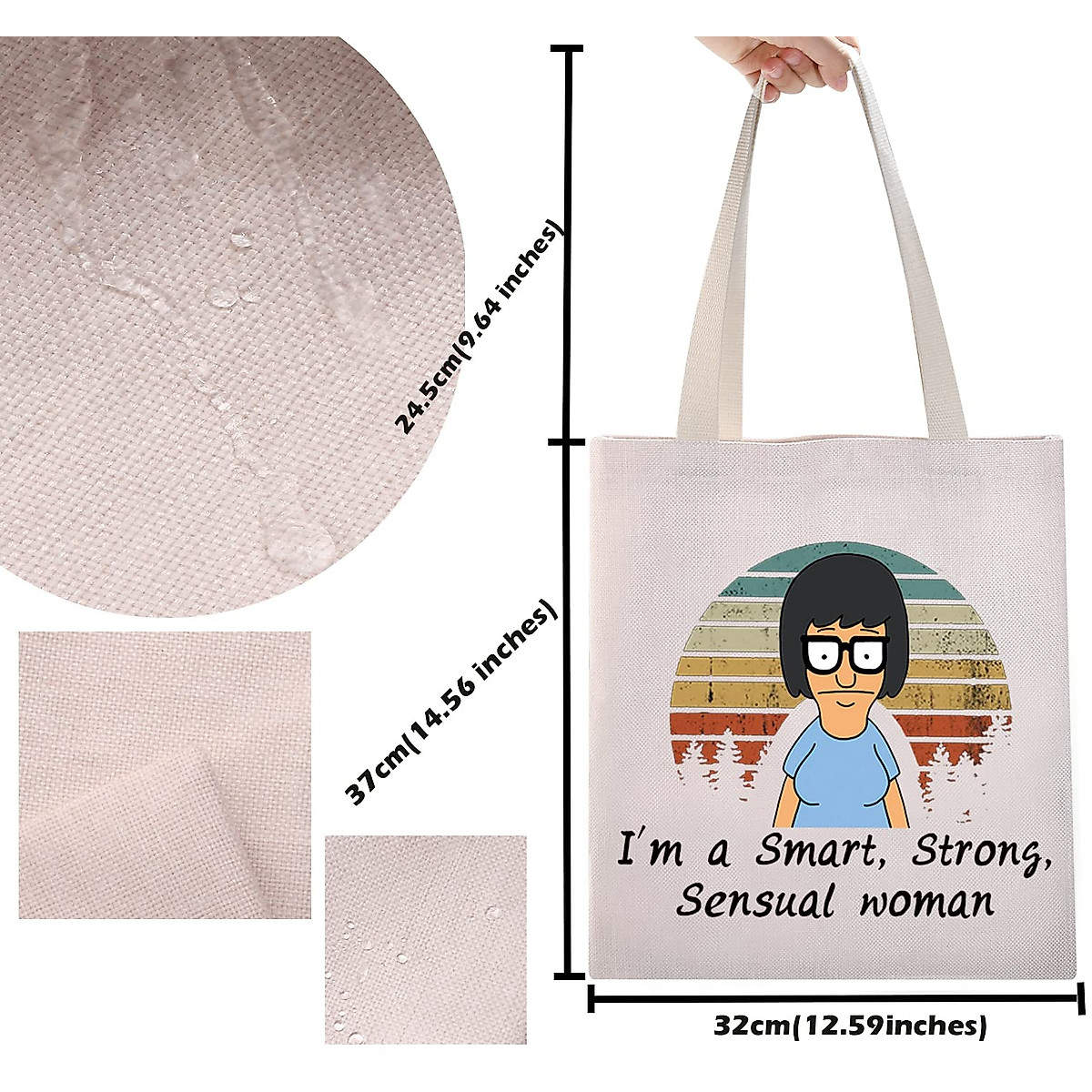 TSOTMO Tina Belcher Tote Bag Case Burgers Inspired Gift For Tina Fans Cartoon Gift Burger Gift Cartoon TV Show Merchandise Gifts For Women (Smart Tote)