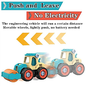 YLTTZH 4 Pack Take Apart Construction Trucks Cars Toys for Boys 3+ Year Old,STEM Montessori Trucks Toys with Drill,Construction Trucks Engineering Trucks Toys Playset for 3 4 5 6 7 8 Year Old Boys