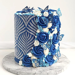 30 Azul Bloom Icing Flowers | Small Edible Flowers| Edible Roses| Blue Roses| White Icing Flowers | Sprinkles | Royal Icing Flowers | Blue Flowers | Blue Sprinkles | Simply Sucré