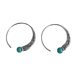 chenJBO New Retro Thai Silver Turquoise Earrings European and American Female Punk Earrings Boho Earrings