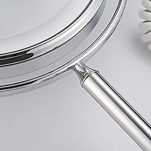 KONGZIR Countertop Vanity Mirrors 7X Magnifying Lighted Vanity Makeup Mirror 8 Inches 360° Rotation Tabletop with A Non-Slip Pedestal Polished Chrome Finish Grooming Mirrors