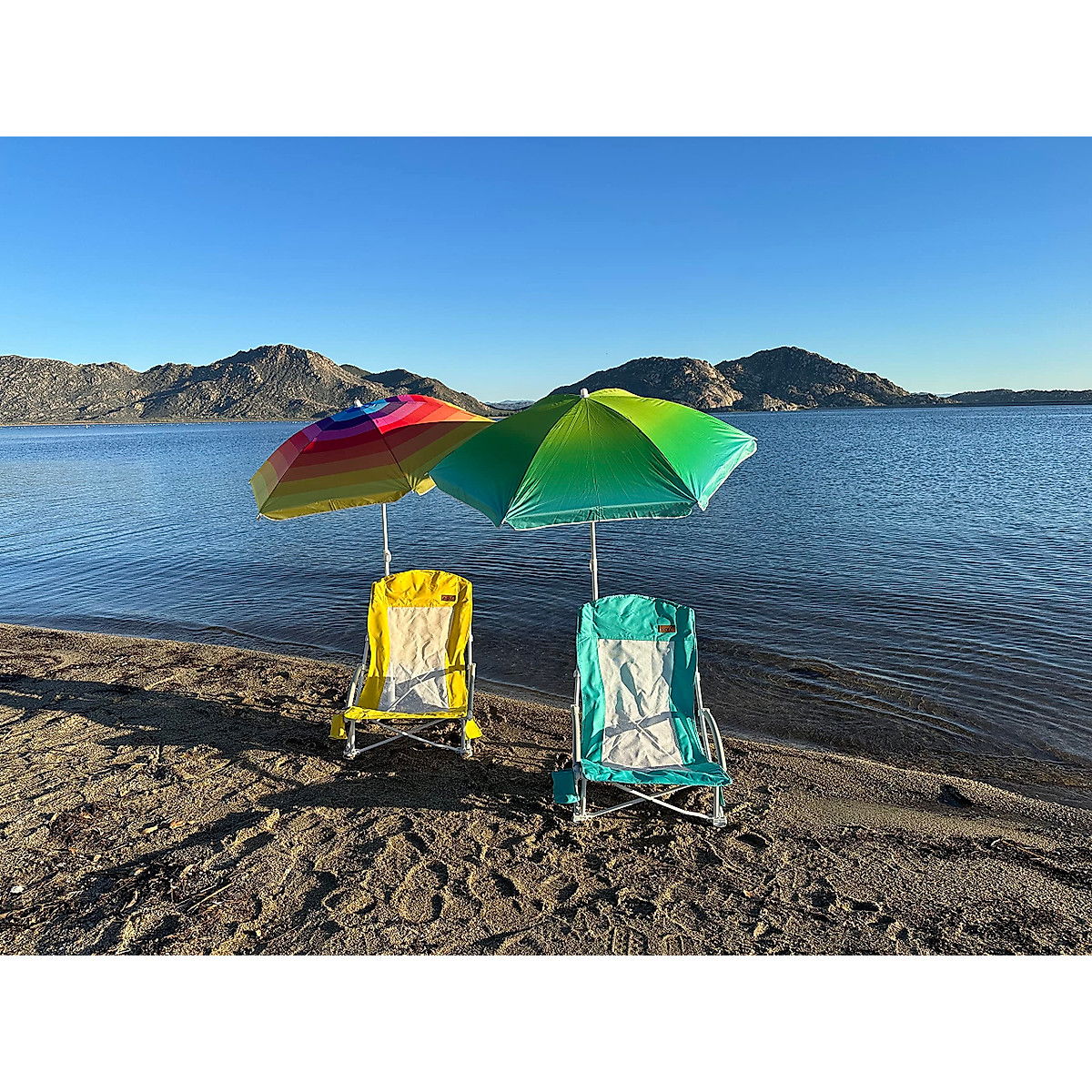Nice C Beach Chair with Cooler and Umbrella + Low Beach Camping Chair