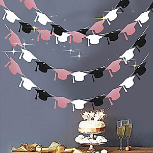 Maroon Graduation Party Decorations/Maroon Grad 2023 4pcs Graduation Hat Banner Garlands Glitter Burgundy White Black for 2023 Graduation Party Supplies
