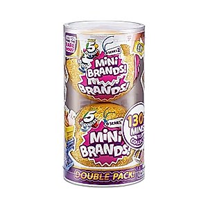 5 Surprise Mini Brands Series 2 by ZURU (2 Pack) Amazon Exclusive Mystery Real Miniature Brands Collectible Toy Capsule - Gold ( PVC Tube Packaging)