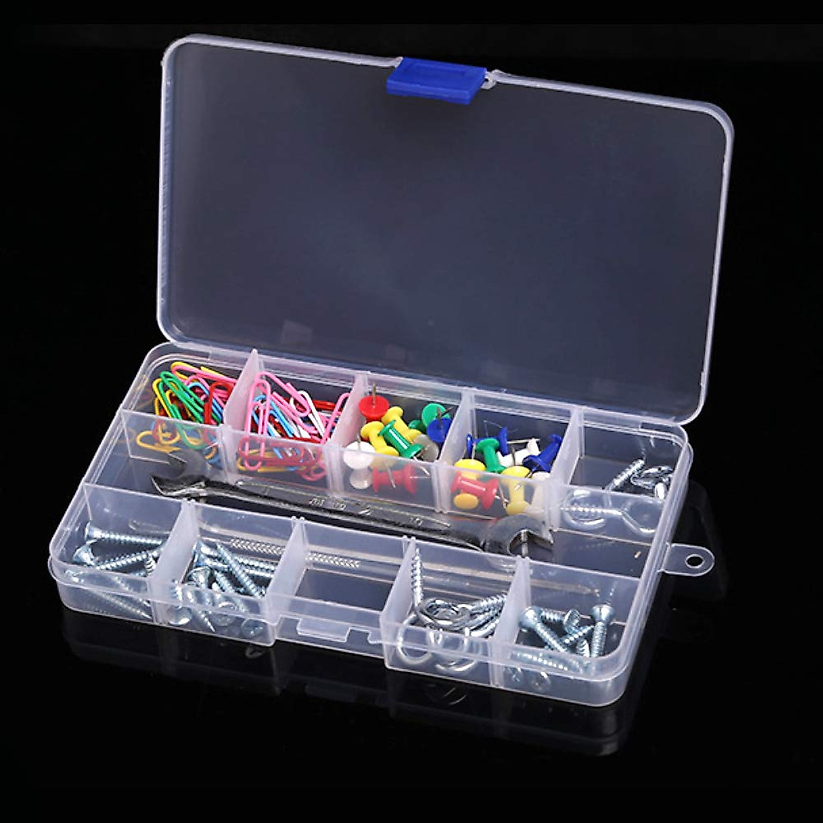 dalismotemp Plastic Organizer Container Storage Box Adjustable Divider 15 Grids Transparent Earrings Ear Stud Jewelry Storage Box Container Organizer White 1