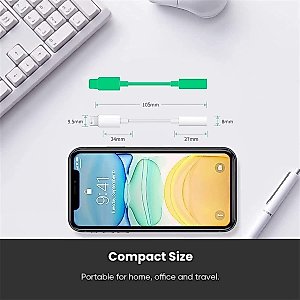 Veetone 3.5mm AUX Headphone Adapter, Lightning to 3.5mm, CSR Smart Chip, Stable Connection, Fast Transmission, Wide Signal Range, Supports 48 KHz, 26-bit Audio, HD Audio Decoding