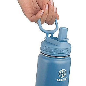Takeya Actives Insulated Stainless Steel Water Bottle with Straw Lid, 24 Ounce, Bluestone