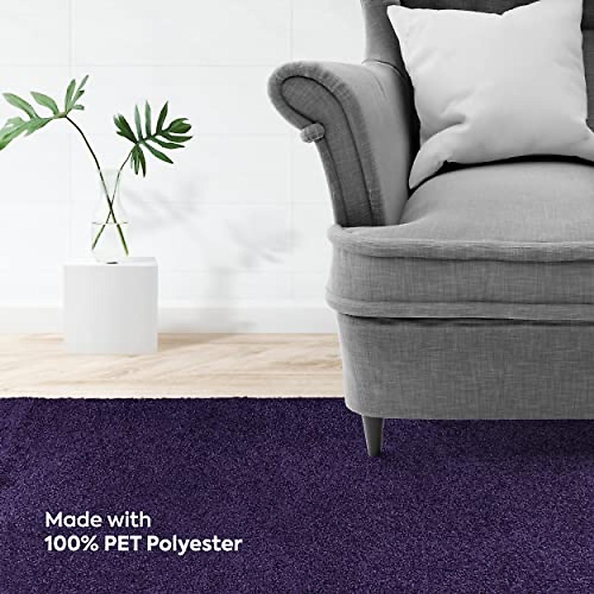 Furnish my Place Modern Plush Solid Color Rug - Purple, 2' x 12', Runner, Pet and Kids Friendly Rug. Made in USA, Area Rugs Great for Kids, Pets, Event, Wedding