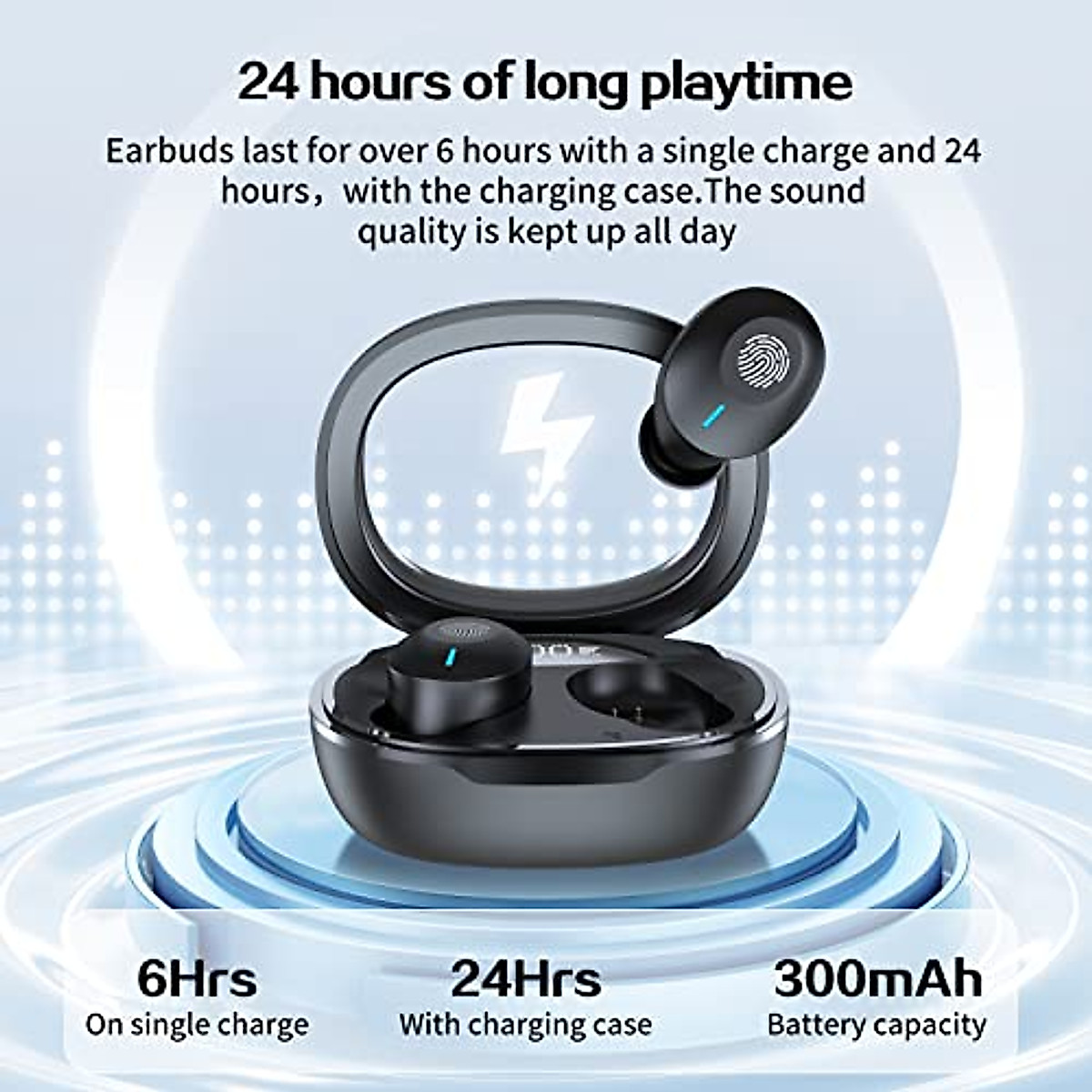 ibxShow Headphones Wireless Bluetooth True Wireless Earbuds LED Power Display Earphones with Wireless Charging Case IPX5 Waterproof in-Ear Earbuds