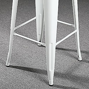 Topeakmart 30 inches Metal Bar Stools High Backless Barstool Stackable Bar Height Stools Chairs, White, Set of 4