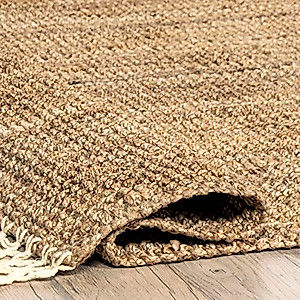 nuLOOM Raleigh Hand Woven Wool Area Rug, 5 ft x 8 ft, Natural