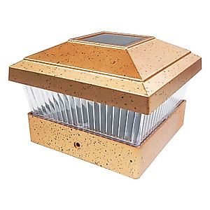 iGlow 8 Pack Copper Outdoor Garden 5 x 5 Solar LED Post Deck Cap Square Fence Light Landscape Lamp PVC Vinyl Wood Bronze