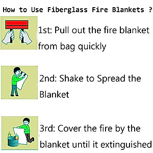 Ajiaguo Fire Blanket for Home Emergency Survival – Fiberglass Suspend Fire Flames Suspension Blankets for Home and Kitchen School Grill Garage House Warehouse Safety (4 White Fire Blankets)