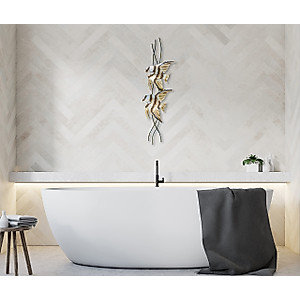 T.I. Design Angelfish Pair Vertical Facing Left Contemporary Coastal Metal Wall Decor