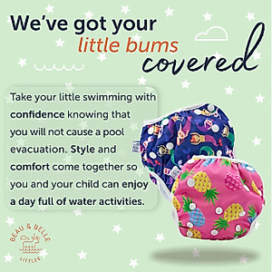 Large Nageuret Reusable Swim Diaper, Adjustable & Stylish Fits Diapers Sizes 4-7 (Approx. 20-55lbs) Ultra Premium Quality for Swimming Lessons (Anchors)