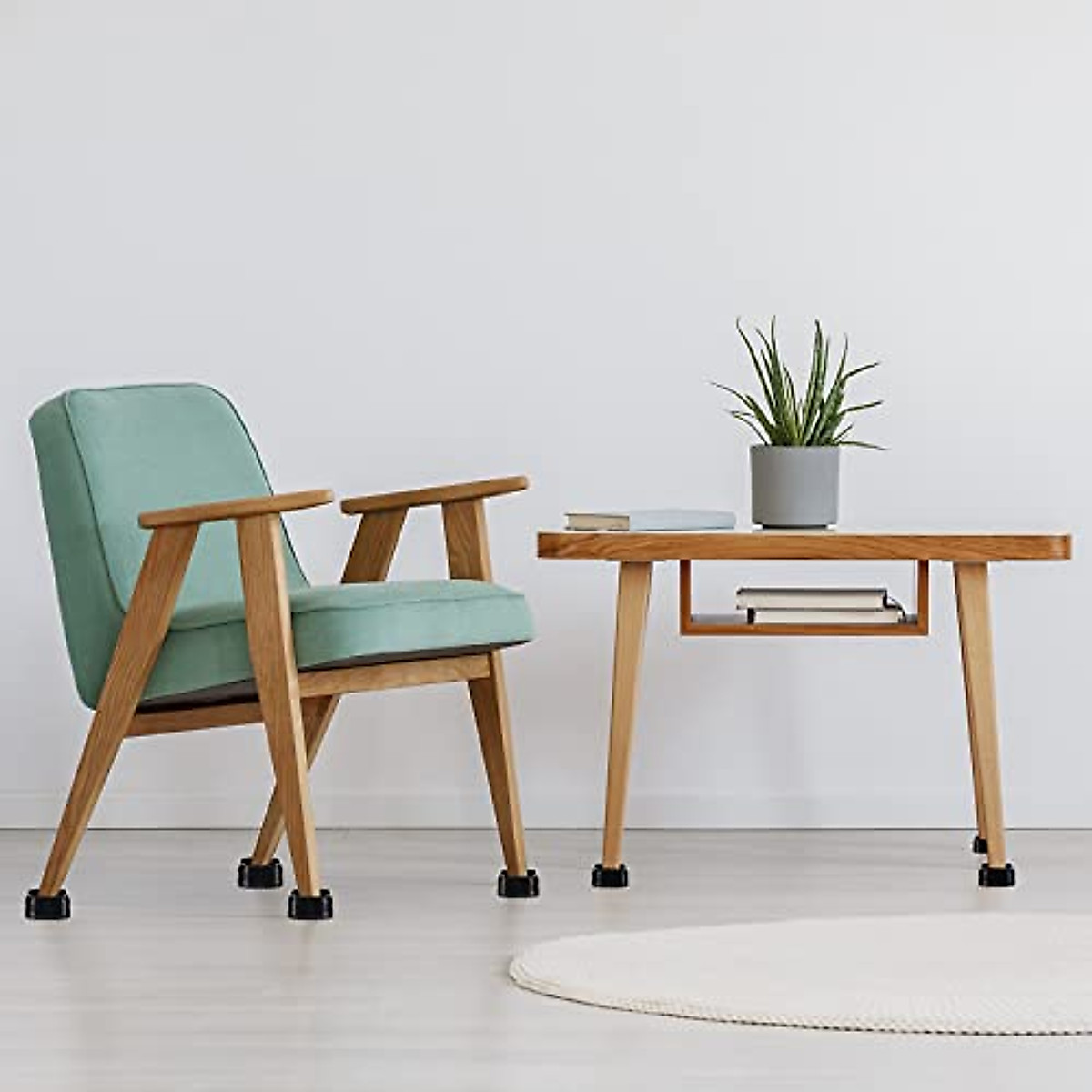 Ecally 32 Pack Furniture Risers Adjustable Bed Risers Desk Leg Risers 1.38" Stackable Heavy Duty Bed Lifts Risers Square Bed Raising Blocks for Mattress Table Leg Desk Chair Couch Sofa Dorm (Black)