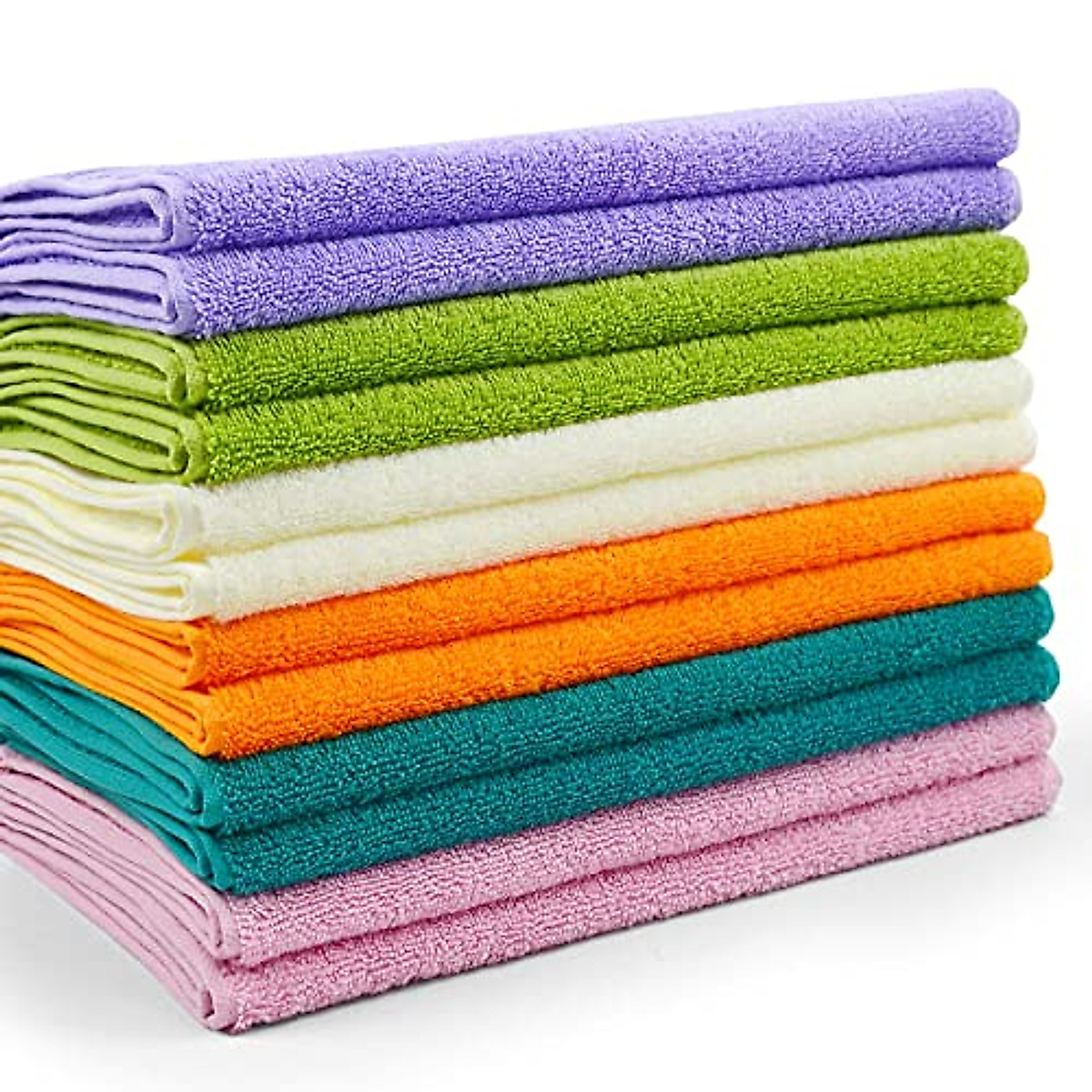 Cleanbear Ultra Soft Hand Towels 12 Pack 6 Colors 100% Cotton Hand Towel Set for Family Members (13 x 29 Inches)