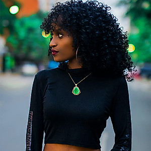 TIKCAUZ Buddha Necklace for Women Men Green Jade Laughing Buddha Pendant with18K Gold Plated Chain Lucky Buddah Necklace Jewelry Gifts for Her Him