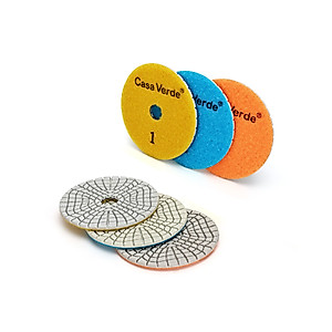 Casaverde 3-Step Diamond Polishing Pads 4" Wet Granite Polishing Pads for Granite,Marble and Engineered Stone Surfaces
