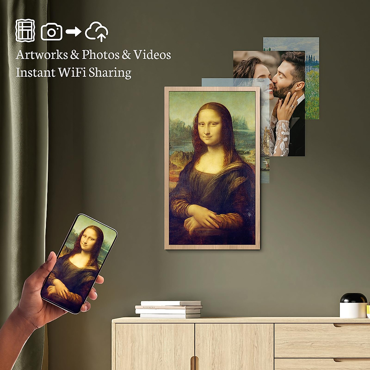 BSIMB 8 Inch Large Digital Picture Frame(Non-Touch Screen), 64GB 1920x1080 FHD WiFi Extra Large Digital Photo Frame with Remote Control, Share Pictures/Videos via App/Email, Auto-Rotate, Black