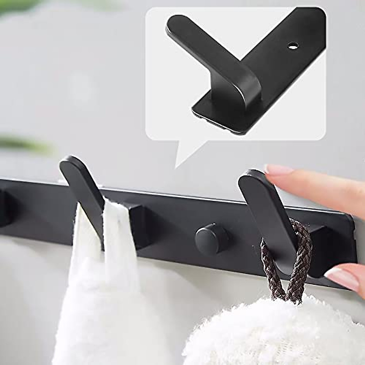 Fecraf Coat Hooks, Wall Mounted Coat Rack, Matte Black, Wall Hangers, Coat Rack with 5 Hooks for Bathroom Entryway Hat Key Towel Bag Kids. (5 Hooks)