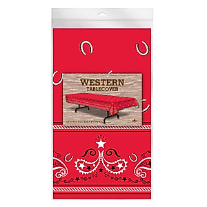 Beistle Red Bandana Tablecover, 54” x 108” – Plastic Table Cloth, Farm Theme Tablecloth, Cowboy Theme Party Decorations, Western Decorations, Bandana Tablecloth, Rectangular Tablecloth