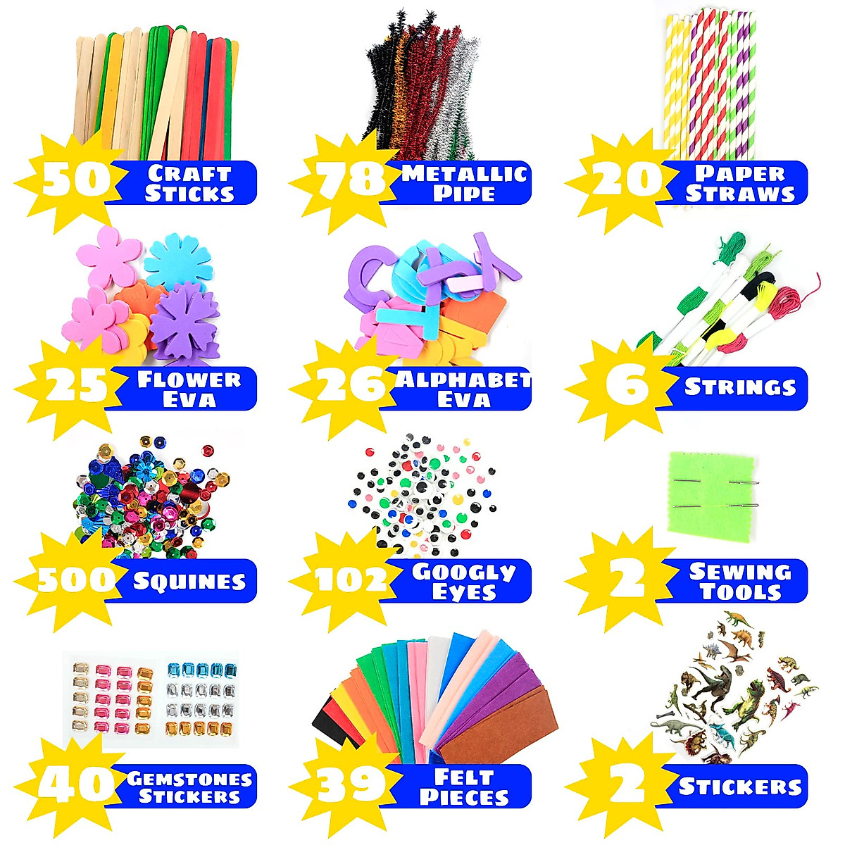 Craft Spot! Art and Craft Supplies for Kids, All in One DIY Crafting Collage Arts Set with Exquisite Gift Box, Craft Art Supply Kit for Toddlers Age 4 5 6 7 8 9