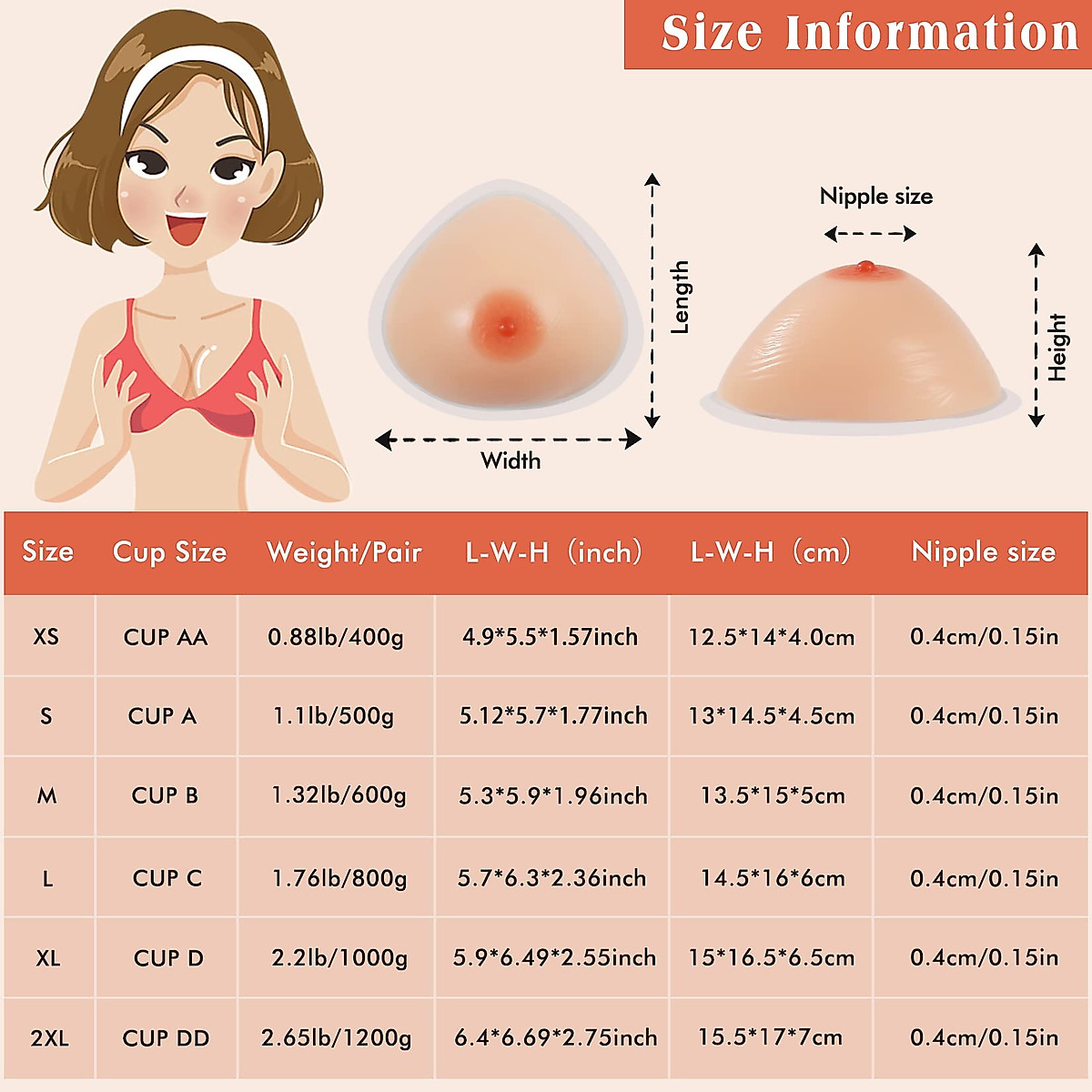 Windsleeping C Cup Triangular Self Adhesive Silicone Prosthesis Breast Forms Mastectomy Triangle Self-Adhering Fake Boobs