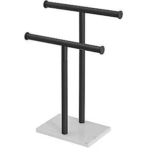 BATHLAVISH Bath Hand Towel Holder Standing, SUS304 Stainless Steel Matte Black T-Shape Towel Bar Rack Stand, Tower Bar for Bathroom Kitchen Vanity Countertop