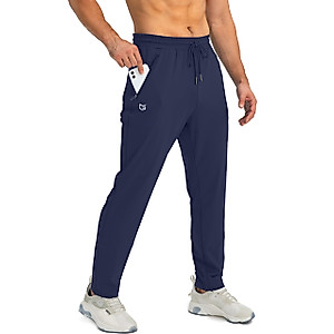 G Gradual Men's Sweatpants with Zipper Pockets Tapered Joggers for Men Athletic Pants for Workout, Jogging, Running (Navy, Medium)