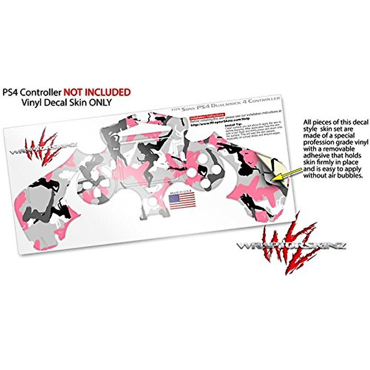 WraptorSkinz Skin Compatible with Sony PS4 Dualshock Controller PlayStation 4 Original Slim and Pro Sexy Girl Silhouette Camo Pink (Controller NOT Included)