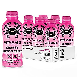 Vitamals Vitamin Enhanced Flavored Water. Crabby Cotton Candy. Sugar Free, Low Calorie & No Artificial Flavors. 12 fl oz (Pack of 6)