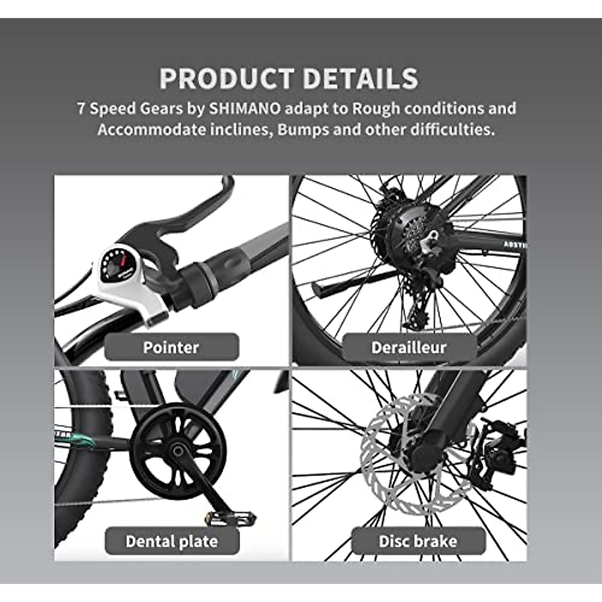 aostirmotor Electric Bike 500W 36V 13Ah Ebike, 26x4.0 inch Fat Tire Ebike, Electric Mountain Bike，Electric Bike for Adults