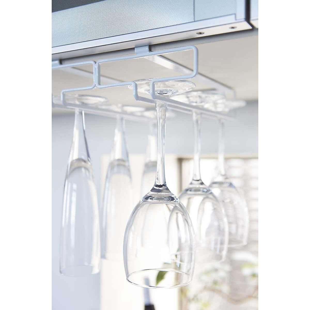 YAMAZAKI home 2464 Shelf Wine Glass Rack-Hanging Storage Holder, One Size, White
