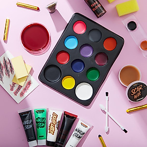 Spooktacular Creations 25 PCS Halloween Family Makeup Kit, 12 Color Special Effect Face Body Paint, Halloween Costume Makeup, Zombie Cosplay, Wounds, Injuries & Blood for Halloween Party Supplies