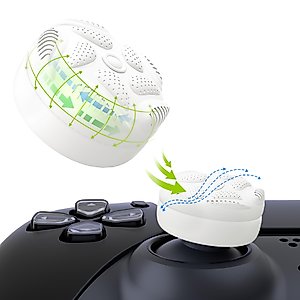 PlayVital Thumbs Cushion Caps Thumb Grips for ps5/4, Thumbstick Grip Cover for Xbox Series X/S, Thumb Grip Caps for Xbox One, Elite Series 2, for Switch Pro Controller - Raindrop Texture Design White