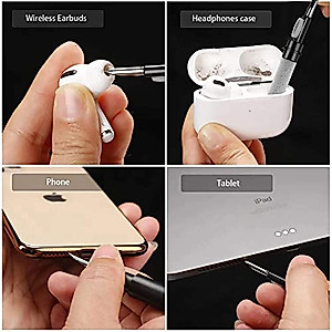 Hksany Bluetooth Earbuds Cleaning Pen, Wireless Headphones Cleaning Tool Multi-Function Cleaner Kit with Soft Brush for Earphones, Charging Box Accessories, Phone, Camera