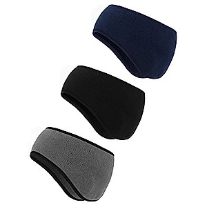 BBTO 3 Pcs Ear Warmer Fleece Headbands Ear Muffs Winter Running Gear for Women Men Adult Kids(Black, Gray, Navy)